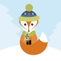 Little winter fox Royalty Free Vector Image - VectorStock