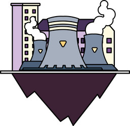 Nuclear reactor with smoke clouds on white Vector Image