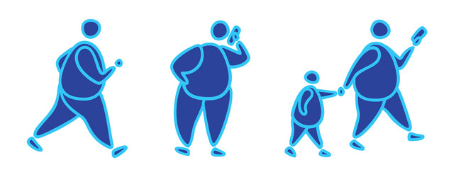Overweight people doodle Royalty Free Vector Image