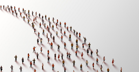 Template with a crowd of people standing in line Vector Image