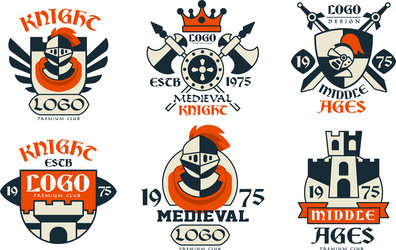 Medieval logo design set middle ages vintage Vector Image