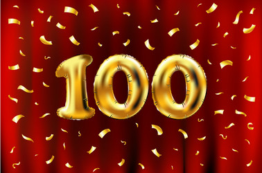 100th celebration gold balloons and golden Vector Image