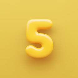 3d yellow number 3 with a glossy surface Vector Image
