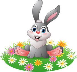 Cartoon rabbit on the grass Royalty Free Vector Image