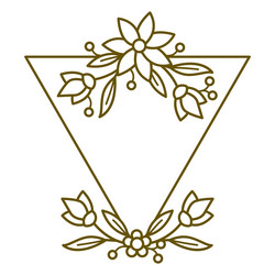 Squashed hexagon floral frame stroke Royalty Free Vector