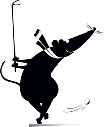 Cartoon rat or mouse plays golf Royalty Free Vector Image