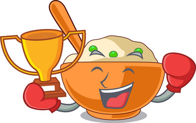 Boxing potato chips character cartoon Royalty Free Vector