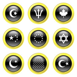 Glossy black and gold arrow buttons Royalty Free Vector