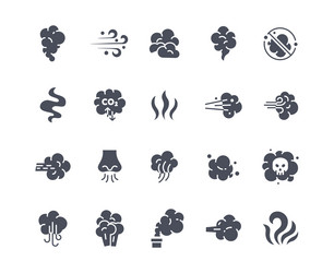 Smell icons smoke steam nose smelling odor scent Vector Image
