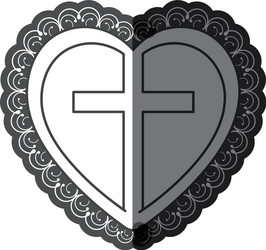 Silhouette heart decorative frame with brown Vector Image