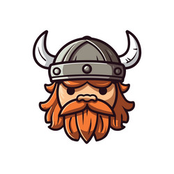Cartoon viking head face logo symbol Royalty Free Vector