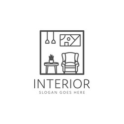 Room decoration interior logo design Royalty Free Vector