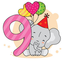 Cute giraffe with the number four Royalty Free Vector Image