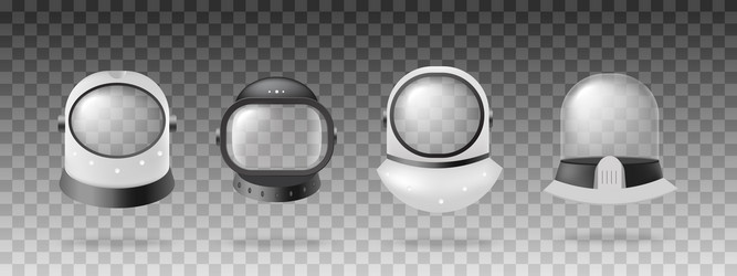 Astronaut helmets collection realistic mockup Vector Image