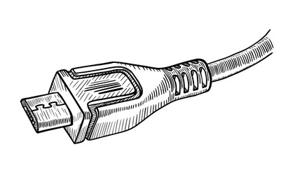 Hand drawn usb port drawing Royalty Free Vector Image