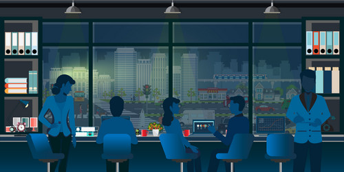 Modern business office space flat interior Vector Image