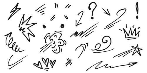 Doodle collection cartoon expression effects Vector Image