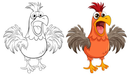 Freaking out chicken outline Royalty Free Vector Image