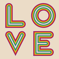 Lettering word love rainbow stripes Royalty Free Vector