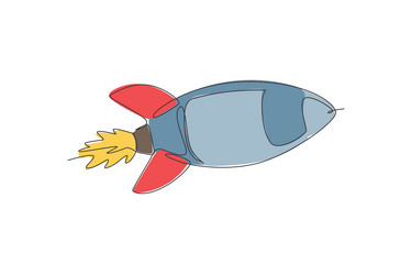 One single line drawing of rocket ship launch Vector Image