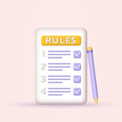 Rules list 3d icon regulation company compliance Vector Image