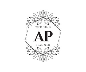 Ap initials letter wedding monogram logos Vector Image