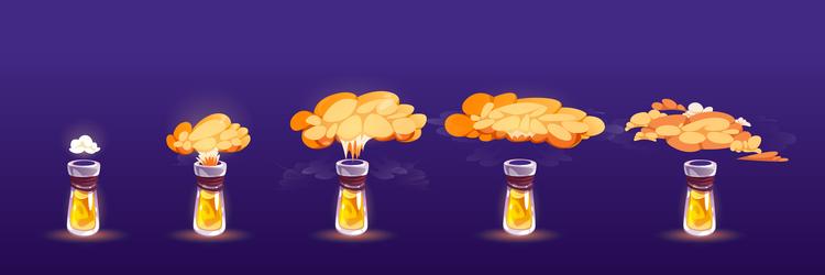 Potion bottle with puff cloud animation set Vector Image