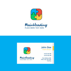 Puzzle game logo design with business card Vector Image