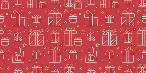 Seamless gift pattern red gift boxes on white Vector Image