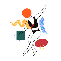 Abstract print design with dancing woman body Vector Image