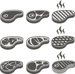 Meat products icon set Royalty Free Vector Image