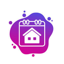 House and calendar online booking icon on white Vector Image