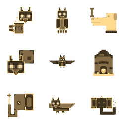 Pixel art collection of cute 8 bit animals Vector Image