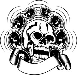 Skull in headphones and patterns Royalty Free Vector Image