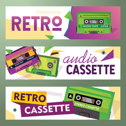 Stereo cassette greeting cards set Royalty Free Vector Image