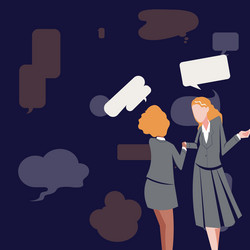 Two colleagues standing sharing thoughts together Vector Image