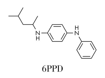6ppd rubber additive molecule toxic to salmon Vector Image