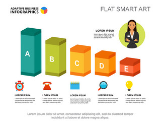 Five points process chart template Royalty Free Vector Image