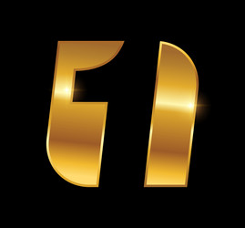 Golden number 1 logo sign Royalty Free Vector Image