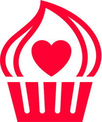Valentines day muffin with hearts Royalty Free Vector Image