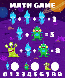 Math worksheet for kids subtraction space Vector Image
