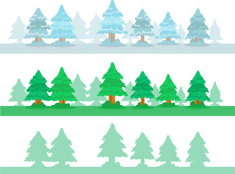 Cartoon pine wood landscape background Royalty Free Vector