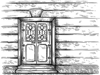 Sketch hand drawn old rectangular wooden door Vector Image