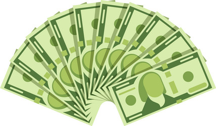Cartoon money bills green dollar banknotes cash Vector Image