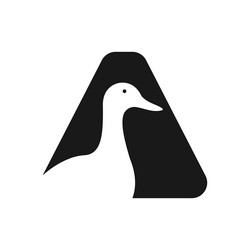 Initial duck logo on letter r negative space Vector Image