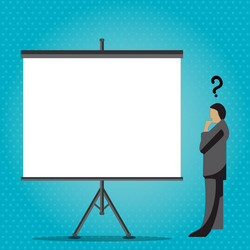 Man in suit standing with question mark above his Vector Image