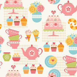 Vintage tea time pattern Royalty Free Vector Image