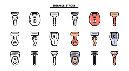 Shaving razors isolated color icon set Royalty Free Vector