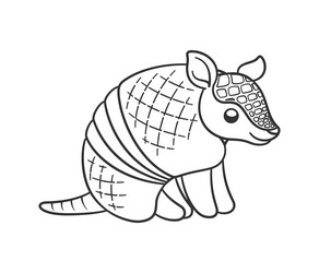 Armadillo sitting and smiling cartoon outline Vector Image