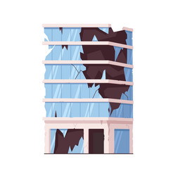 Broken destroyed modern house building Royalty Free Vector